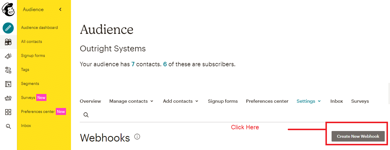 How to Create an API Key and a Webhook in Mailchimp?